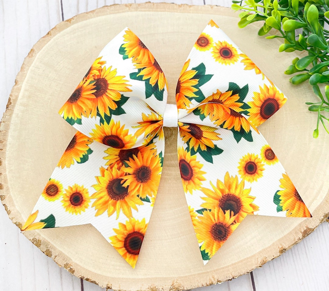 Sunflower Hair Bow, Sunflower Hair Clip, Sunflower Bow Clip, Sunflower ...