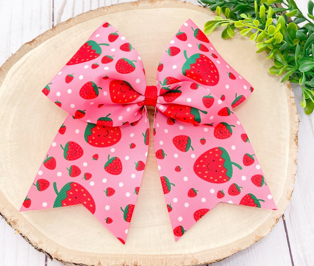 Pink Strawberry Hair Bow, Pink Strawberry Bow, Fruit Hair Bow ...