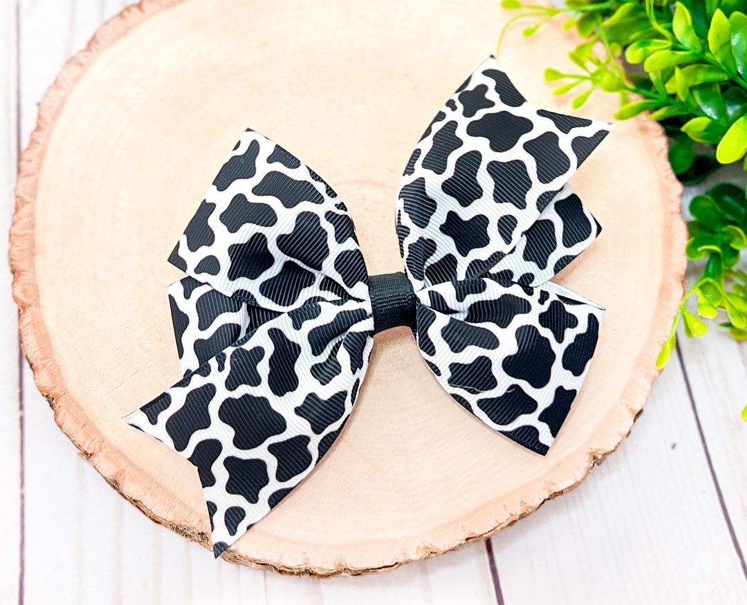 Cow Bow, Cow Print Bow, Cow Print Hair Bow, Cow Print Bow, Farm Hair ...