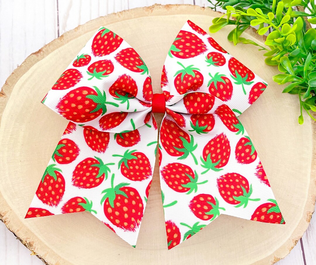 Strawberry Hair Bows, Strawberry Cheer Bows, Fruit Cheer Bows, Red ...