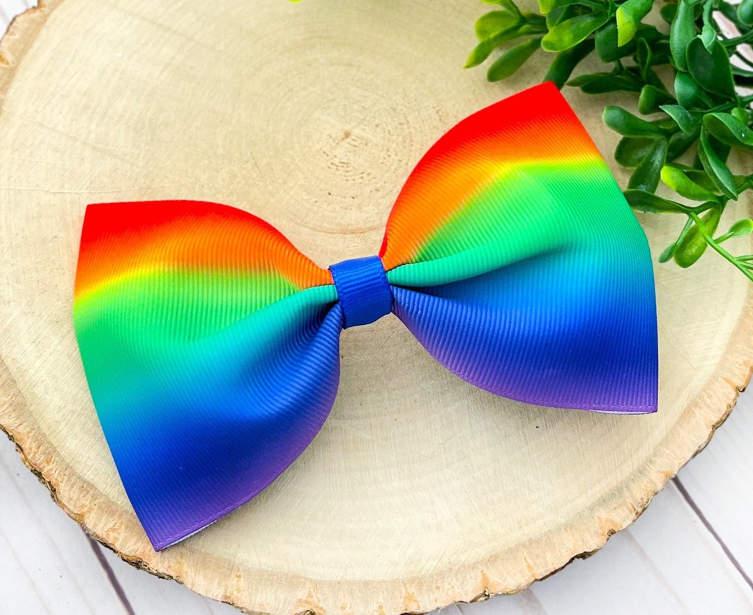 Rainbow Hair Bow Rainbow Gradient Bow Rainbow Soccer Bow - Etsy Australia