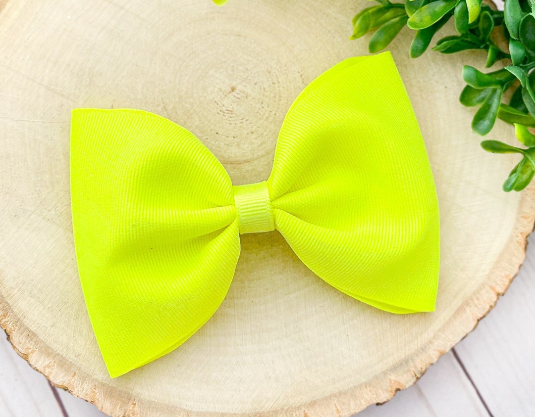 Neon Yellow Bow, Neon Yellow Hair Bow, Neon Yellow Cheer Bow, Neon Hair ...