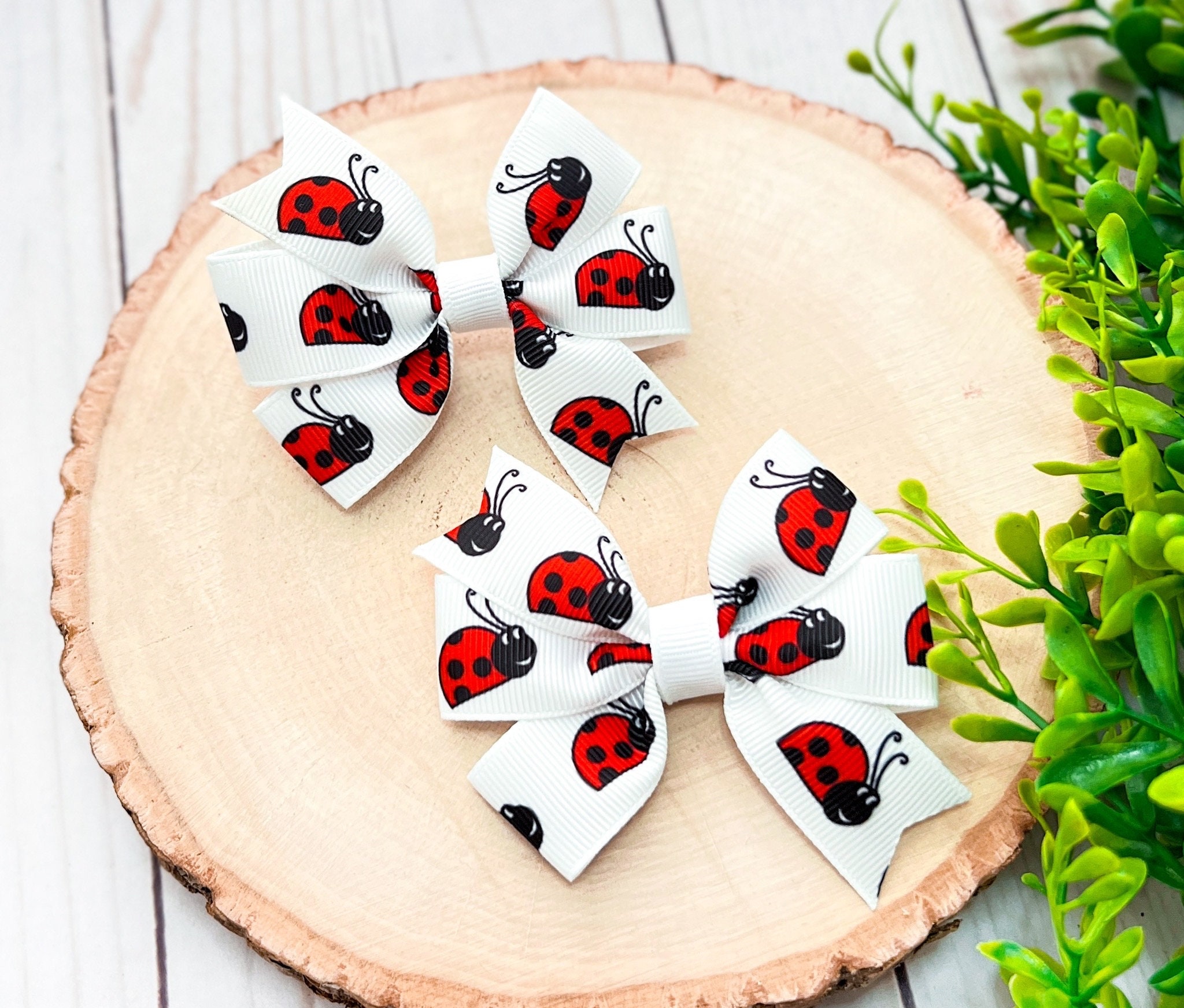 Ladybug Bows Ladybug Pigtail Bows Ladybug Hair Bows Ladybug - Etsy