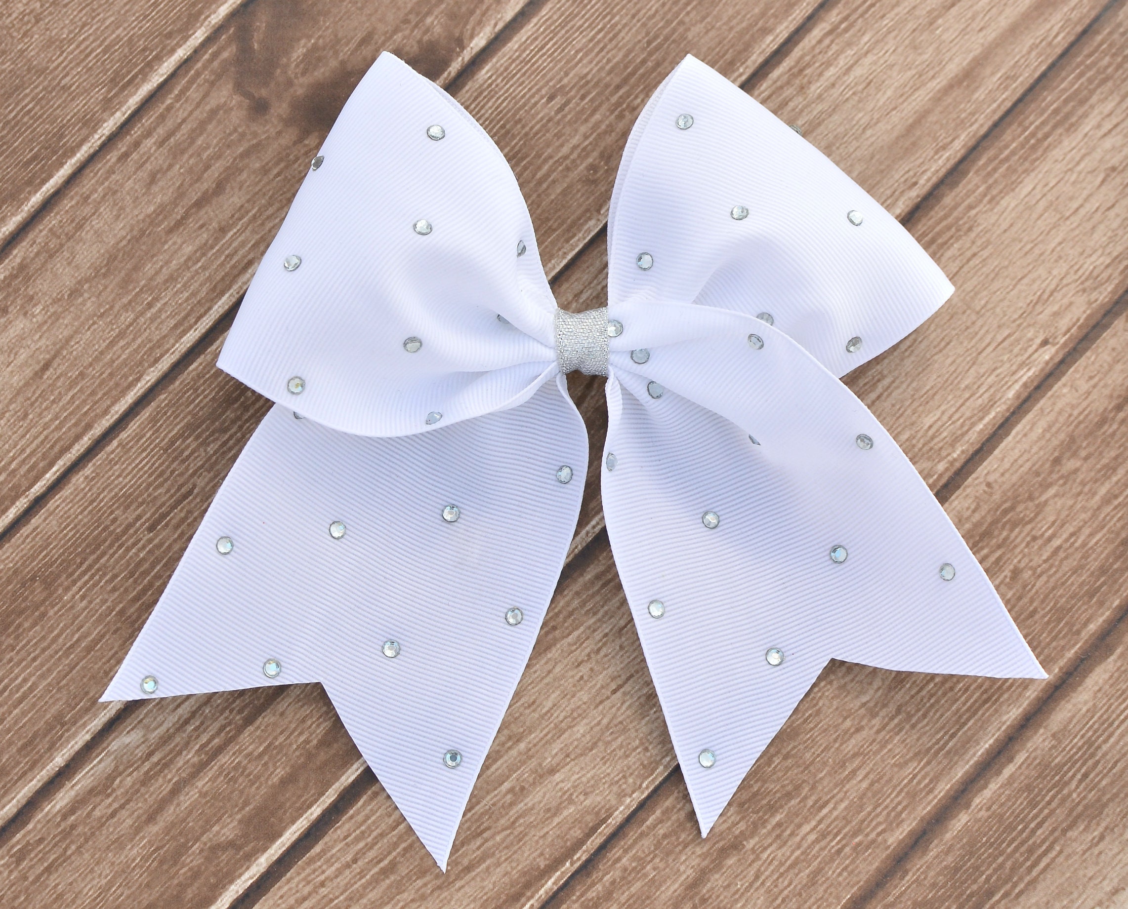 White Cheer Bows With Words