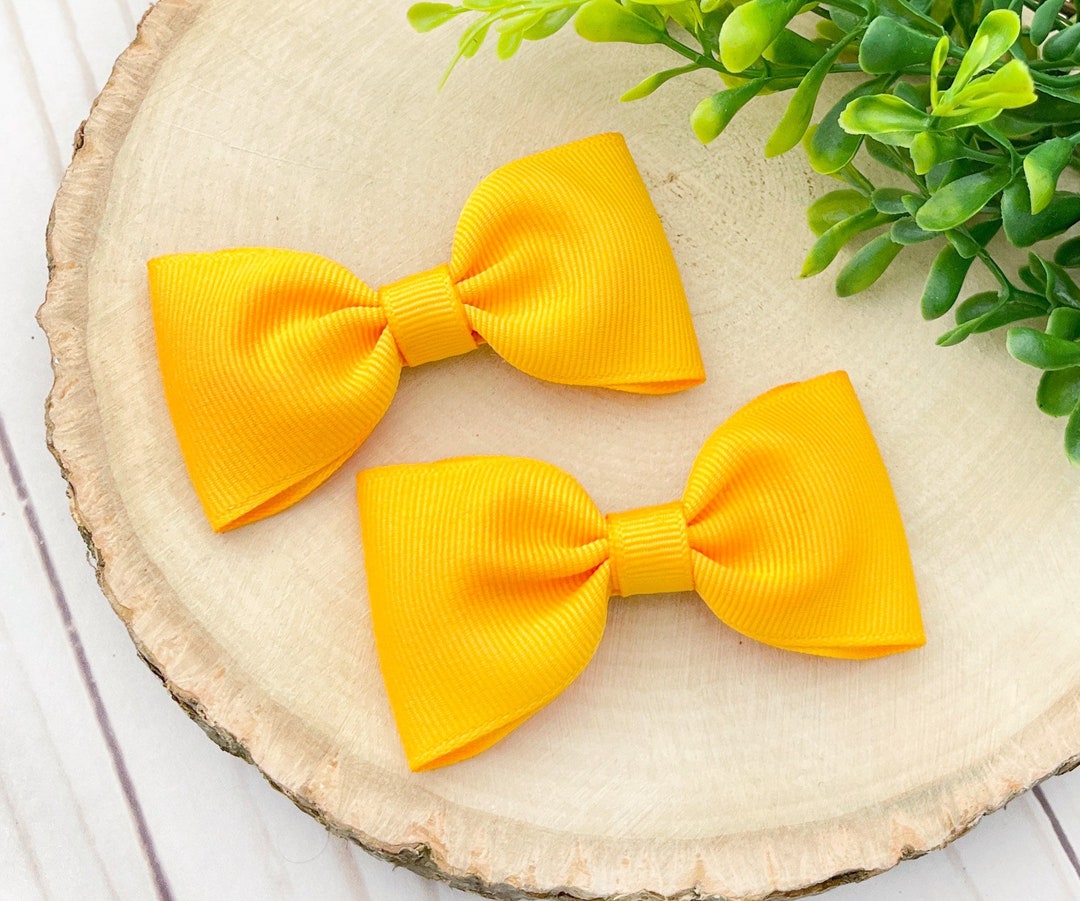 Yellow Gold Hair Bows, Yellow Bows, Yellow Bow Hair Clips, Yellow Clips ...