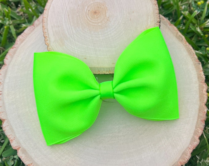 Neon Green Bow, Neon Green Hair Bow, Neon Green Cheer Bow, Large Neon ...