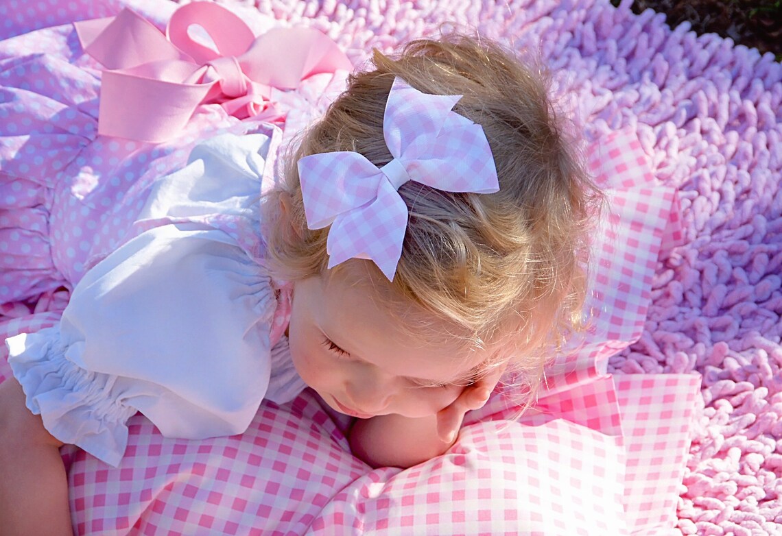 Pink Gingham Bows Pink Hair Bows Girls Pink Bows Pink | Etsy