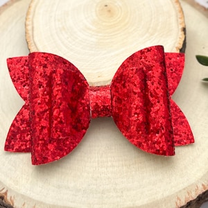 Red Glitter Bow, Red Glitter Pigtail Bows, Pigtail Hair Bows, Red Bow ...