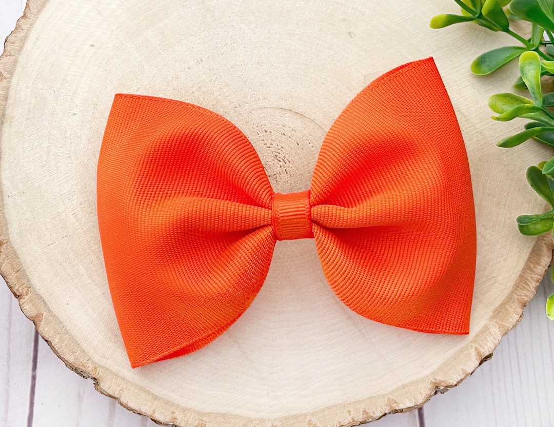 Orange Hair Bow, Solid Orange Bow, Uniform Hair Bow, Halloween Bow ...