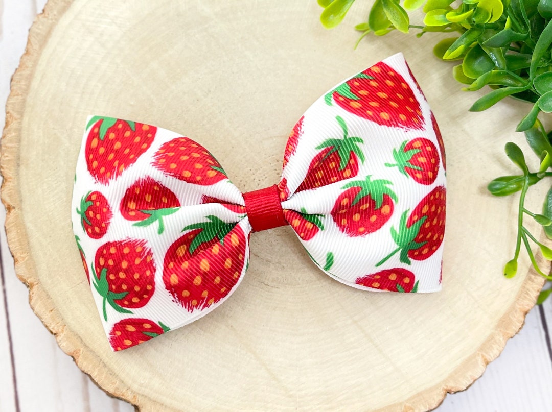 Strawberry Hair Bow, Red Strawberry Bow, Fruit Hair Bow, Summer Hair ...