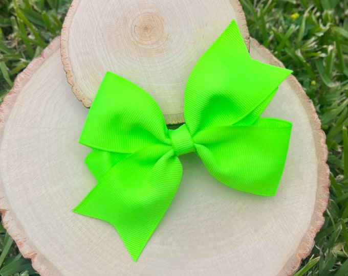Neon Green Bow, Neon Green Hair Bow, Neon Hair Bows, Neon Bow, Neon ...
