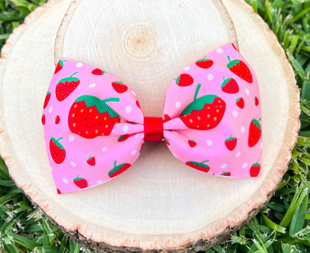 Strawberry Hair Bow, Strawberry Bow, Pink Strawberry Bow, Fruit Bow ...