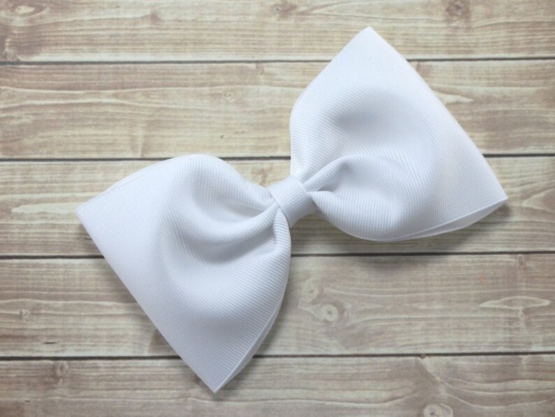 White Hair Bow, White Bow Clip, School Hair Bow, Uniform Hair Bow ...