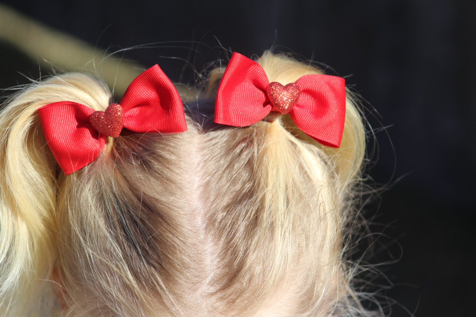 Heart Pigtail Bows Valentine's Day Pigtail Bows Red | Etsy