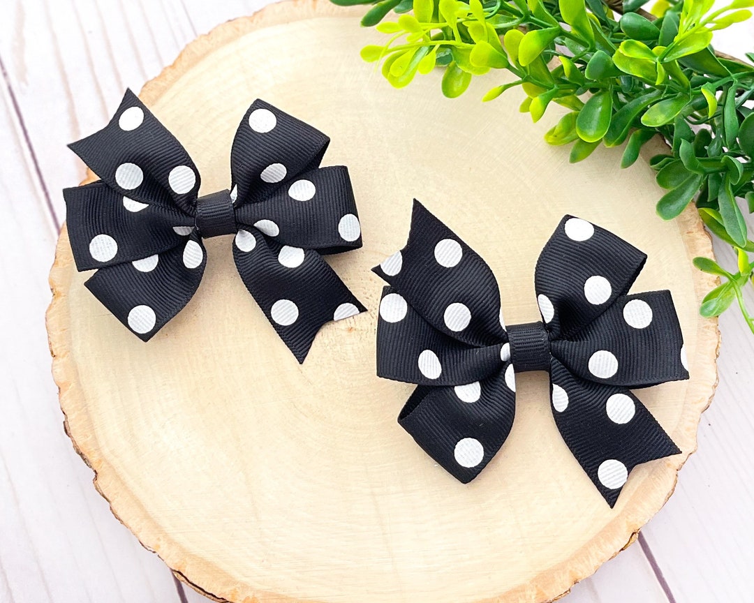 Black and White Bows, Black and White Pigtail Bows, Pigtail Hair Bows ...