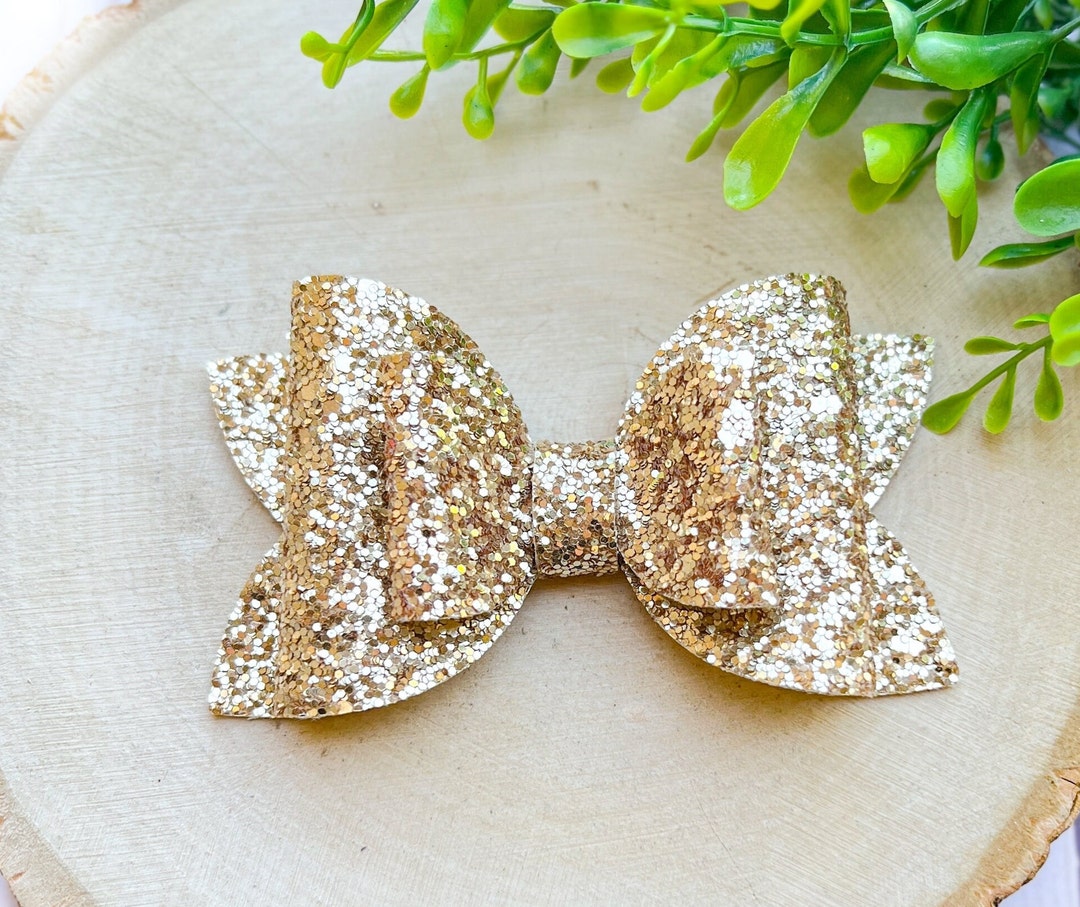 Gold Glitter Bows Gold Pigtail Bows Gold Pigtail Hair Bows - Etsy
