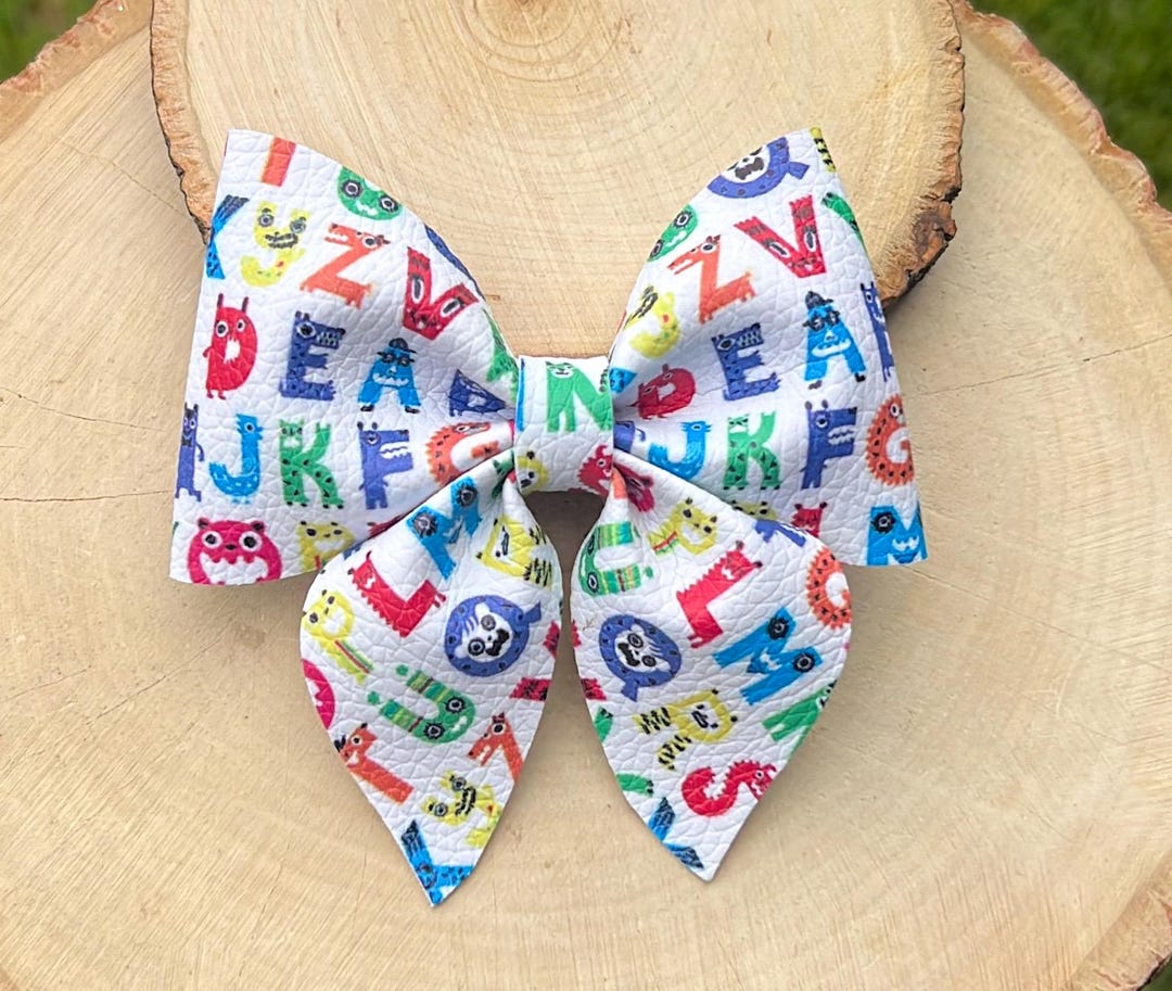 Alphabet Hair Bow, ABC Hair Bow, Alphabet Hair Clip, Sailor Hair Bows ...