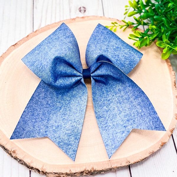 Denim Hair Bow - Etsy