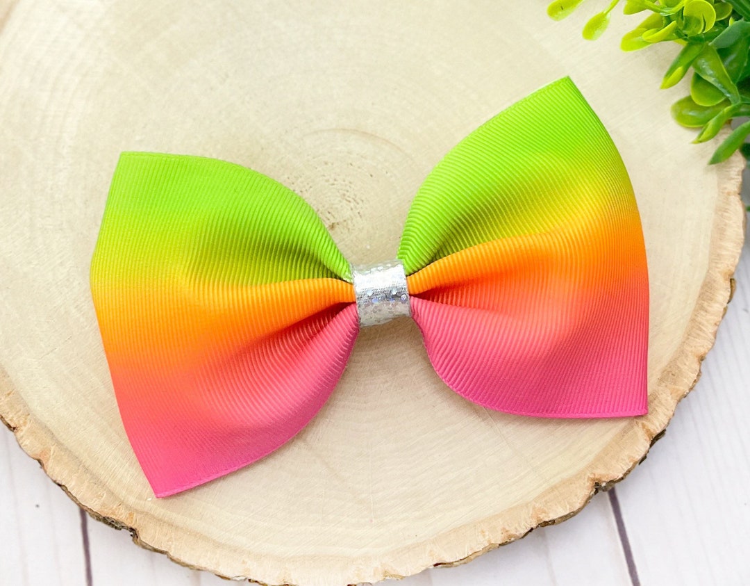Neon Hair Bow, Neon Yellow Hair Bow, Neon Cheer Bow, Neon Dance Bow ...