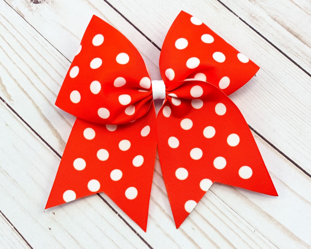 Red and White Polka Dot Cheer Bow, Polka Dot Bows, Big Red Bows, Minnie ...