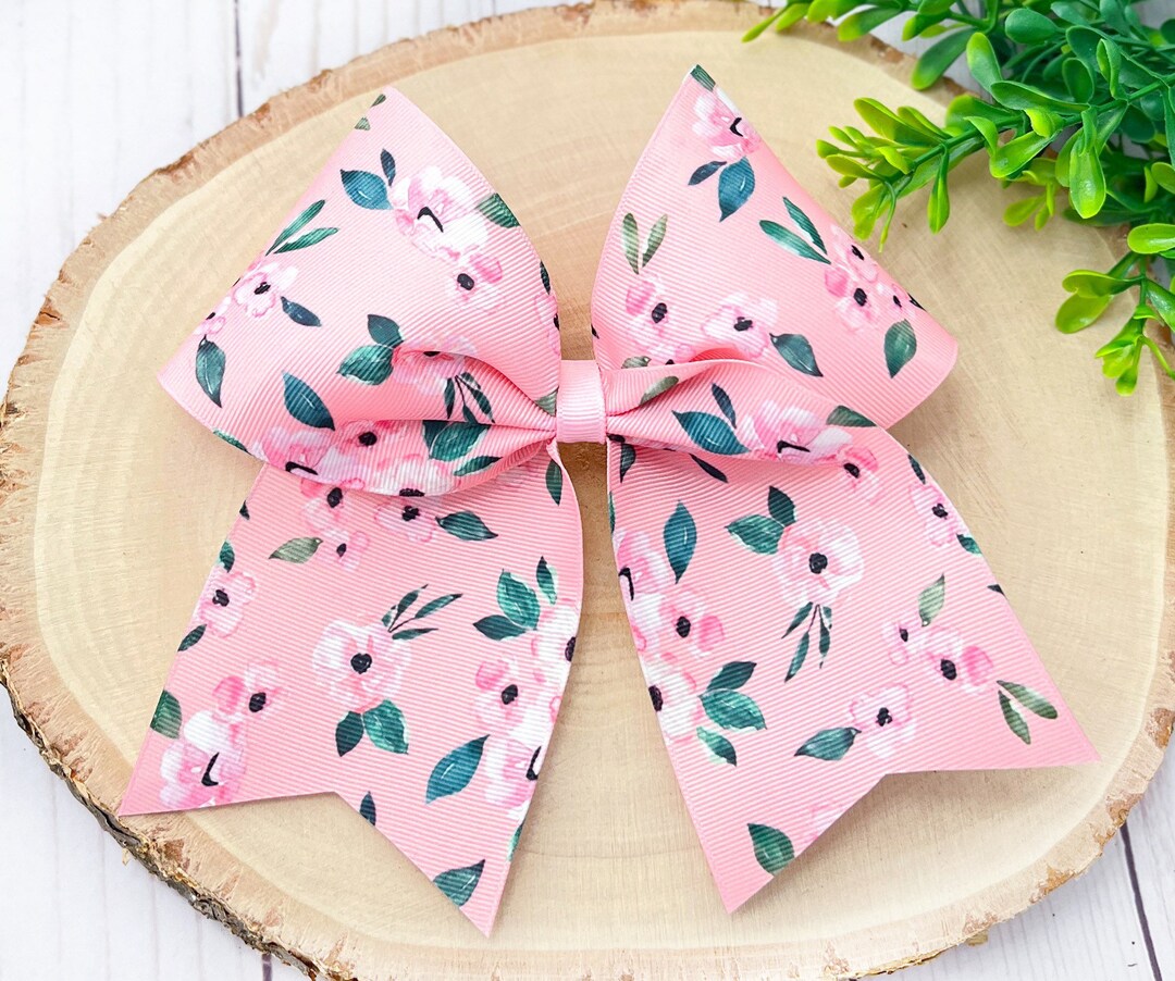 Pink Flower Hair Bow, Flower Print Hair Bow, Flower Hair Bow, Oversized ...
