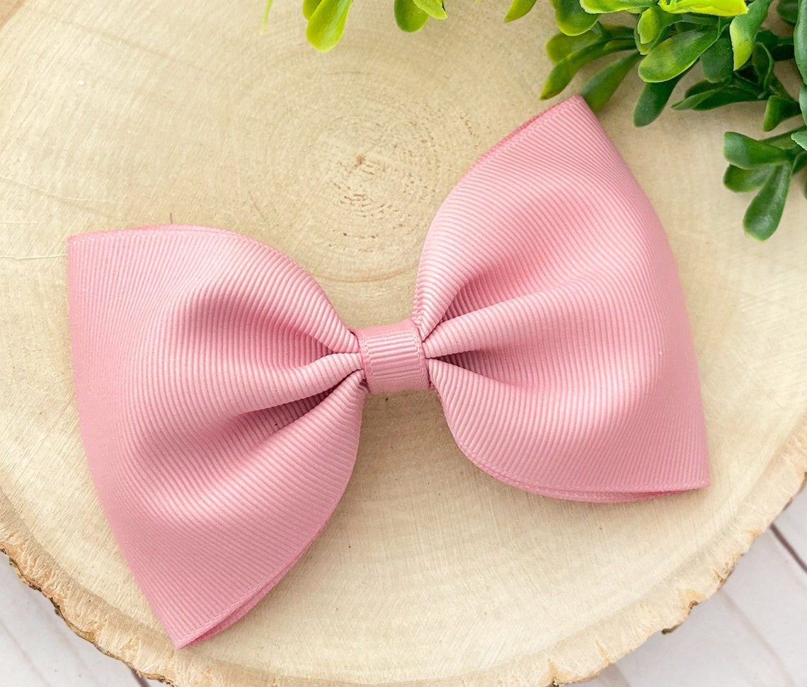 Rose Pink Hair Bow Rose Pink Bow Antique Pink Hair Bow - Etsy UK
