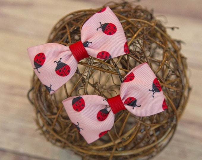 Ladybug Hair Bows, Ladybug Bows, Ladybug Pigtails, Pink Bows for Hair ...