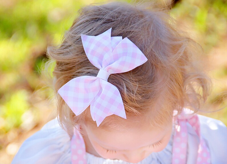Pink Gingham Bows Pink Hair Bows Girls Pink Bows Pink - Etsy