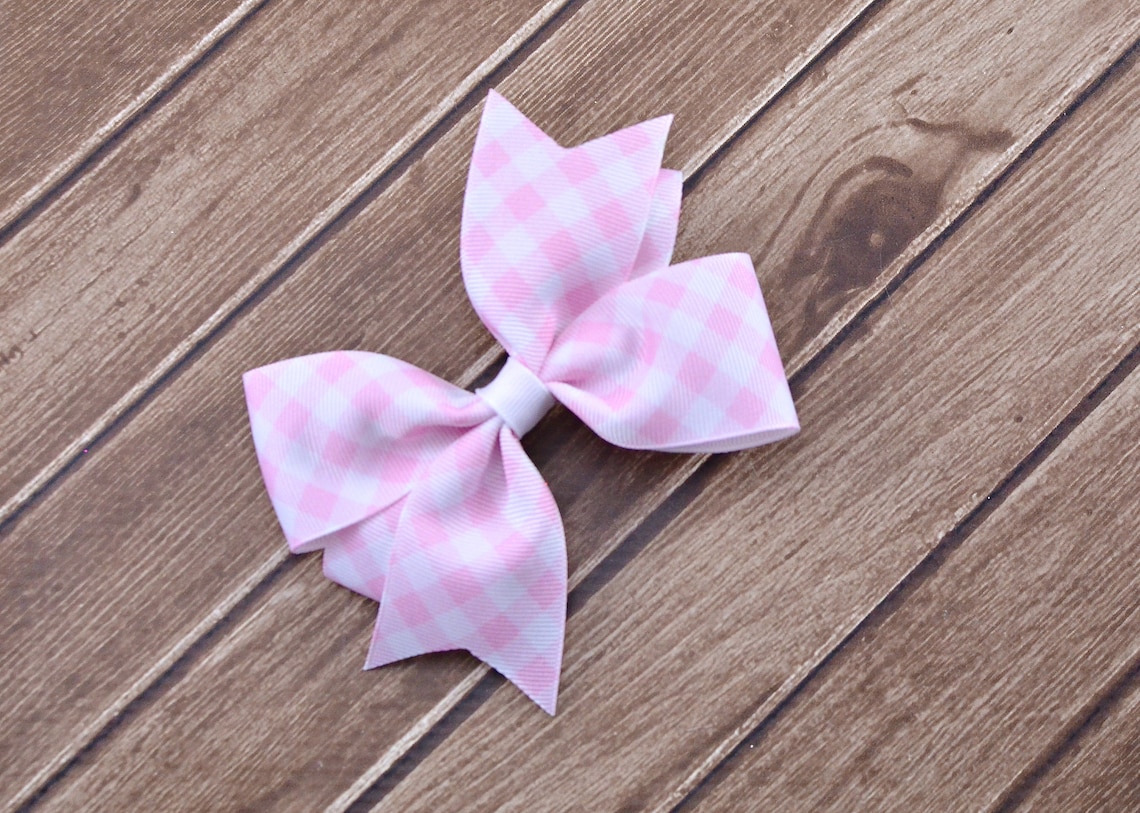 Pink Gingham Bows Pink Hair Bows Girls Pink Bows Pink - Etsy