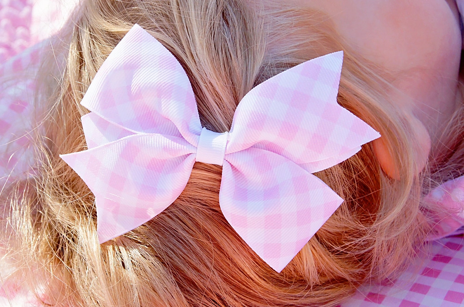 Pink Gingham Bows Pink Hair Bows Girls Pink Bows Pink - Etsy