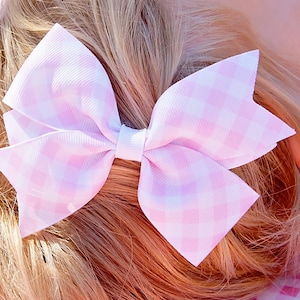 Pink Gingham Bows, Pink Hair Bows, Girls Pink Bows, Pink Easter Hair ...