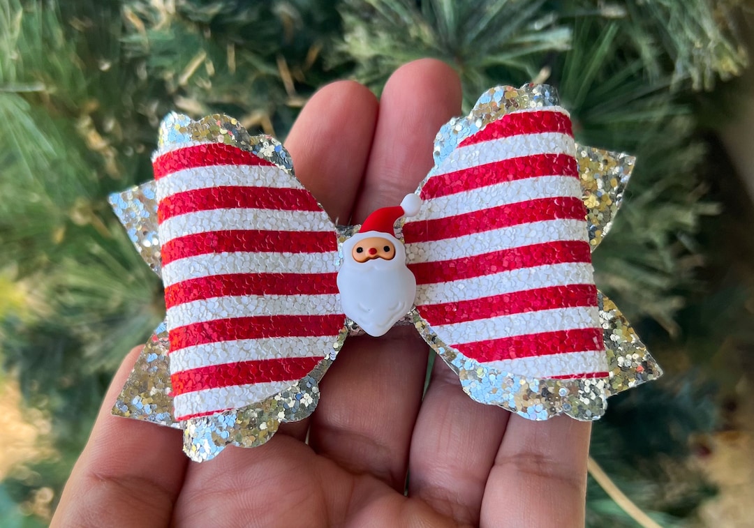 Santa Hair Bow Santa Hair Clip Santa Hairbow Santa Bow - Etsy