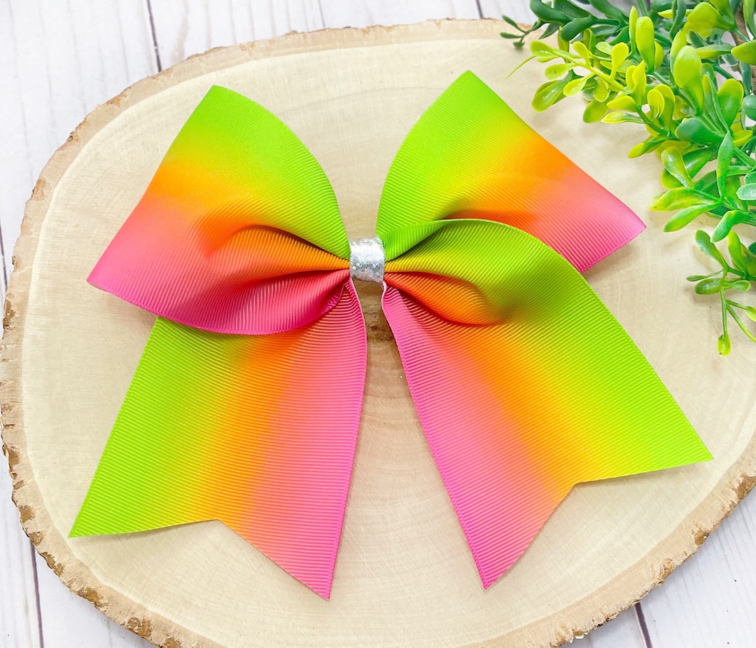 Neon Hair Bows, Neon Yellow Hair Bow, Neon Cheer Bow, Neon Dance Bow ...