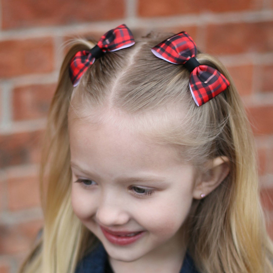 Plaid Pigtail Bows, Plaid Hair Bows, Plaid Bow Clips, Plaid Clips ...