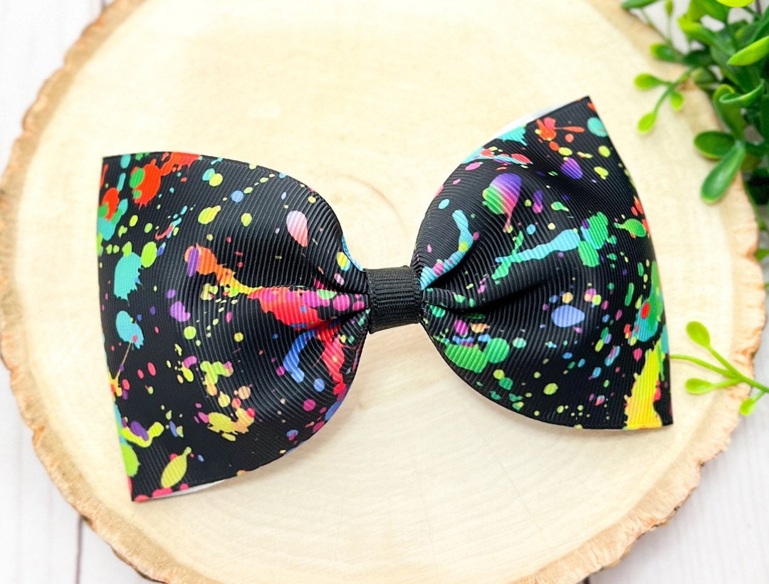 Paint Splatter Bow Black Paint Bow Rainbow Paint Bow Paint - Etsy