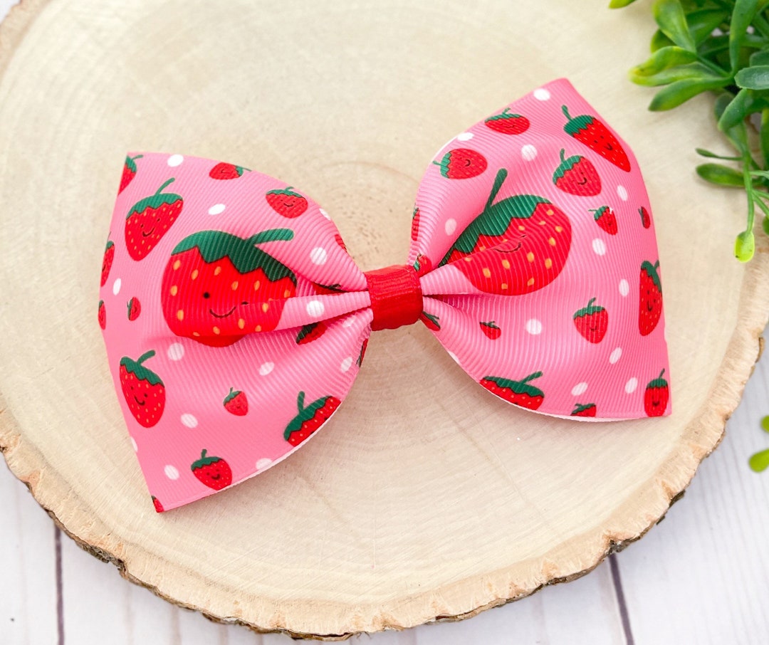 Strawberry Hair Bow Strawberry Bow Pink Strawberry Bow - Etsy