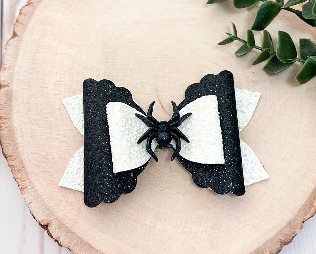 Halloween Spider Glitter Bow, Spider Glitter Pigtail Bow, Halloween ...