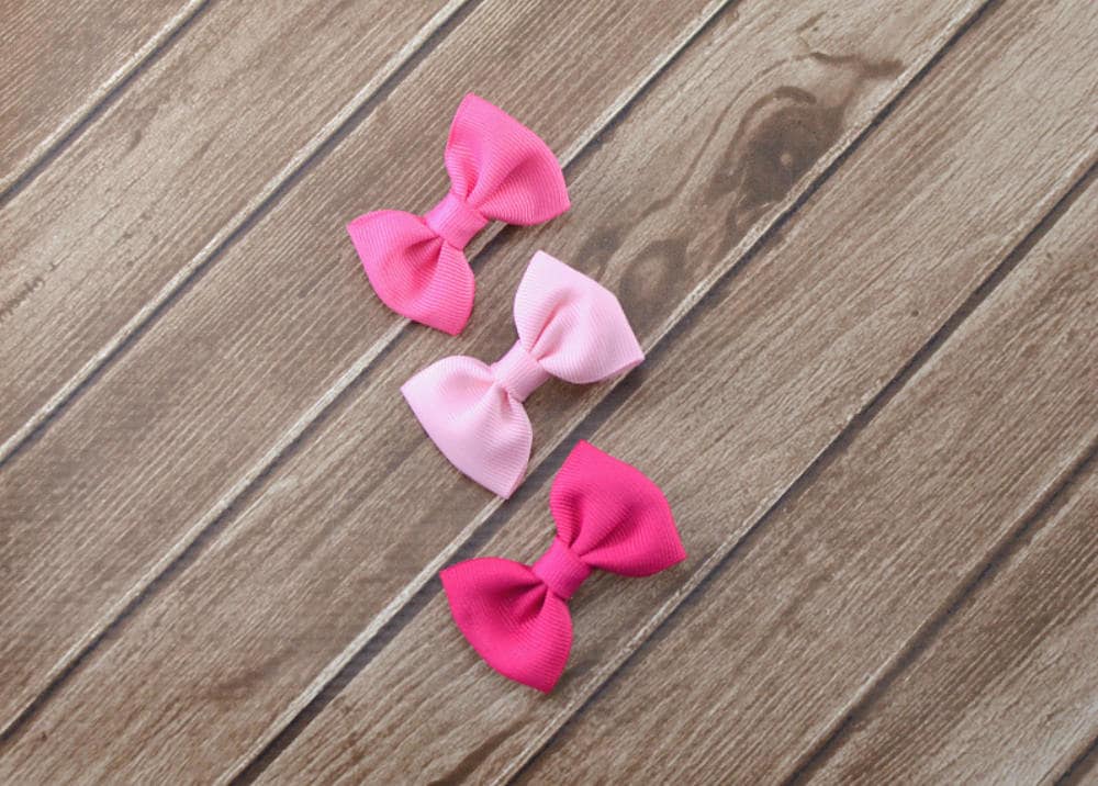 Small Pink Hair Bow Set Pink Bow Set Small Pink Bows Small | Etsy