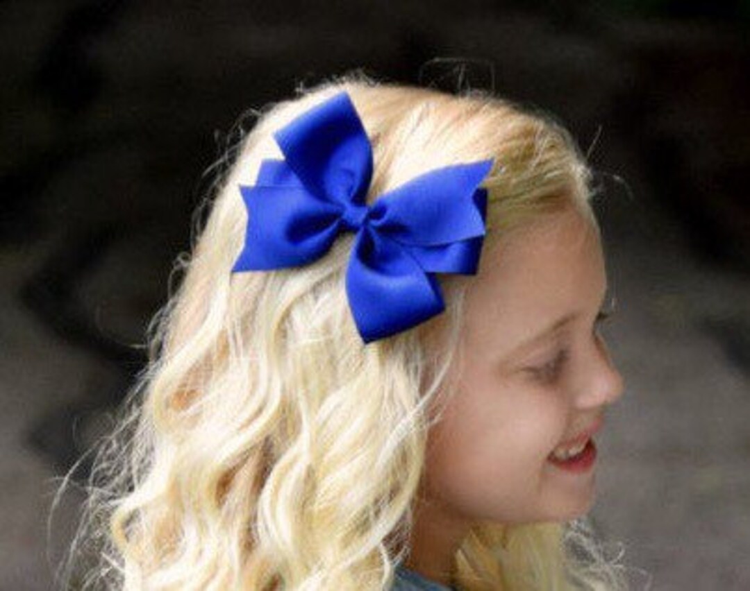 Blue Hair Bow, Blue Bow, Solid Blue Bow, Solid Blue Hair Bow, Blue Bow ...