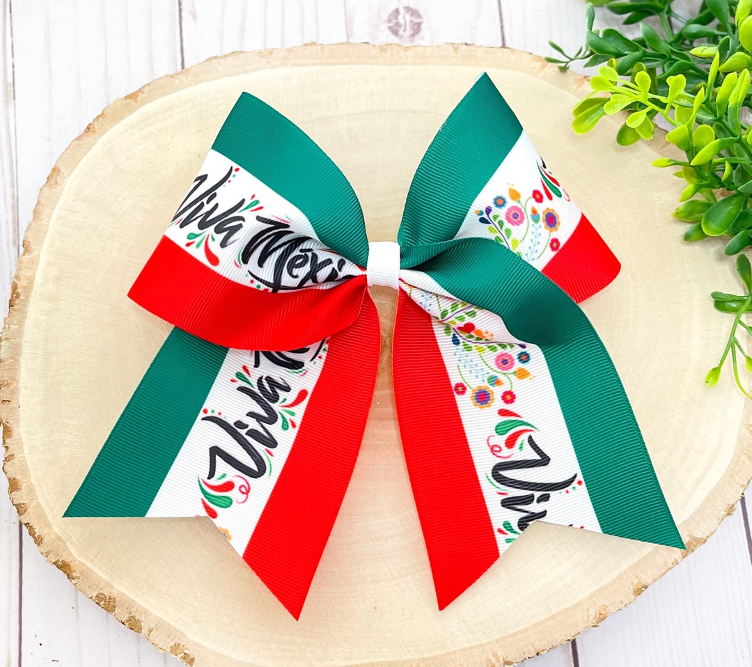 Viva Mexico Hair Bow, Mexico Hair Bow, Mexico Cheer Bow, Mexican Cheer ...