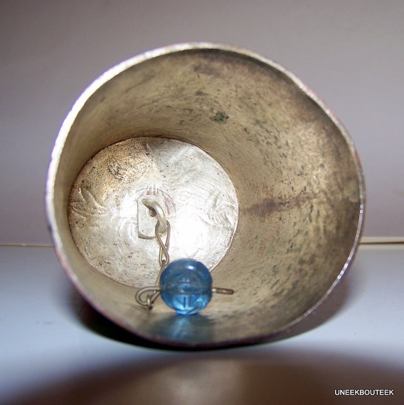 Antique Chinese Hand Painted Enamel on Silver Bell -red Stone Handle ...