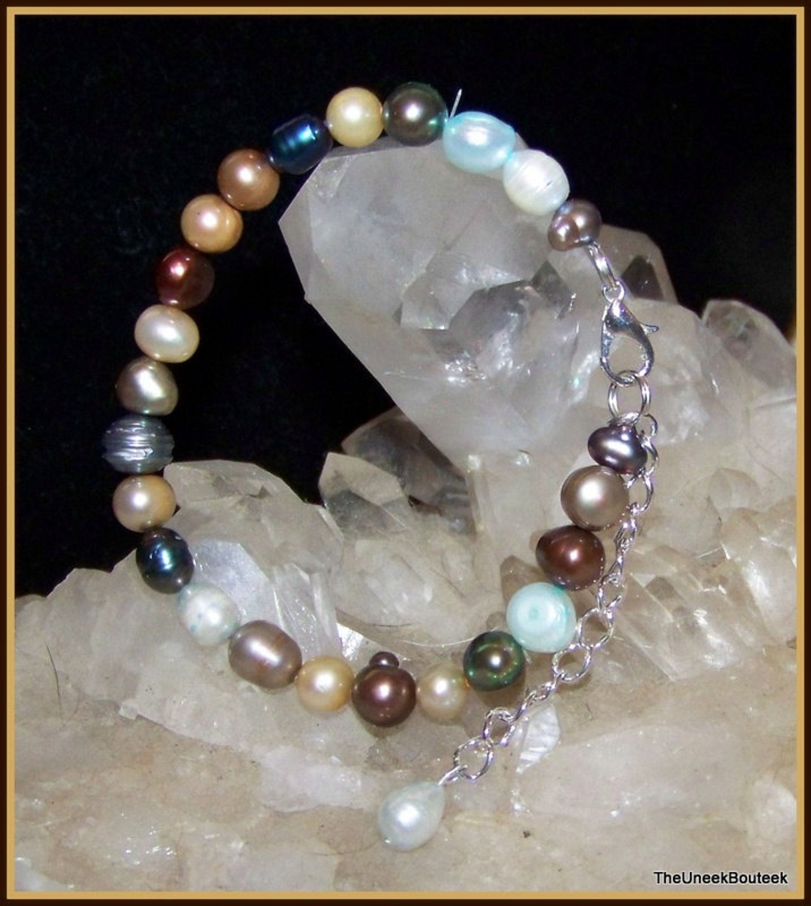 Multi Color Pearl Extendable Bracelet -colorful Freshwater Pearl ...