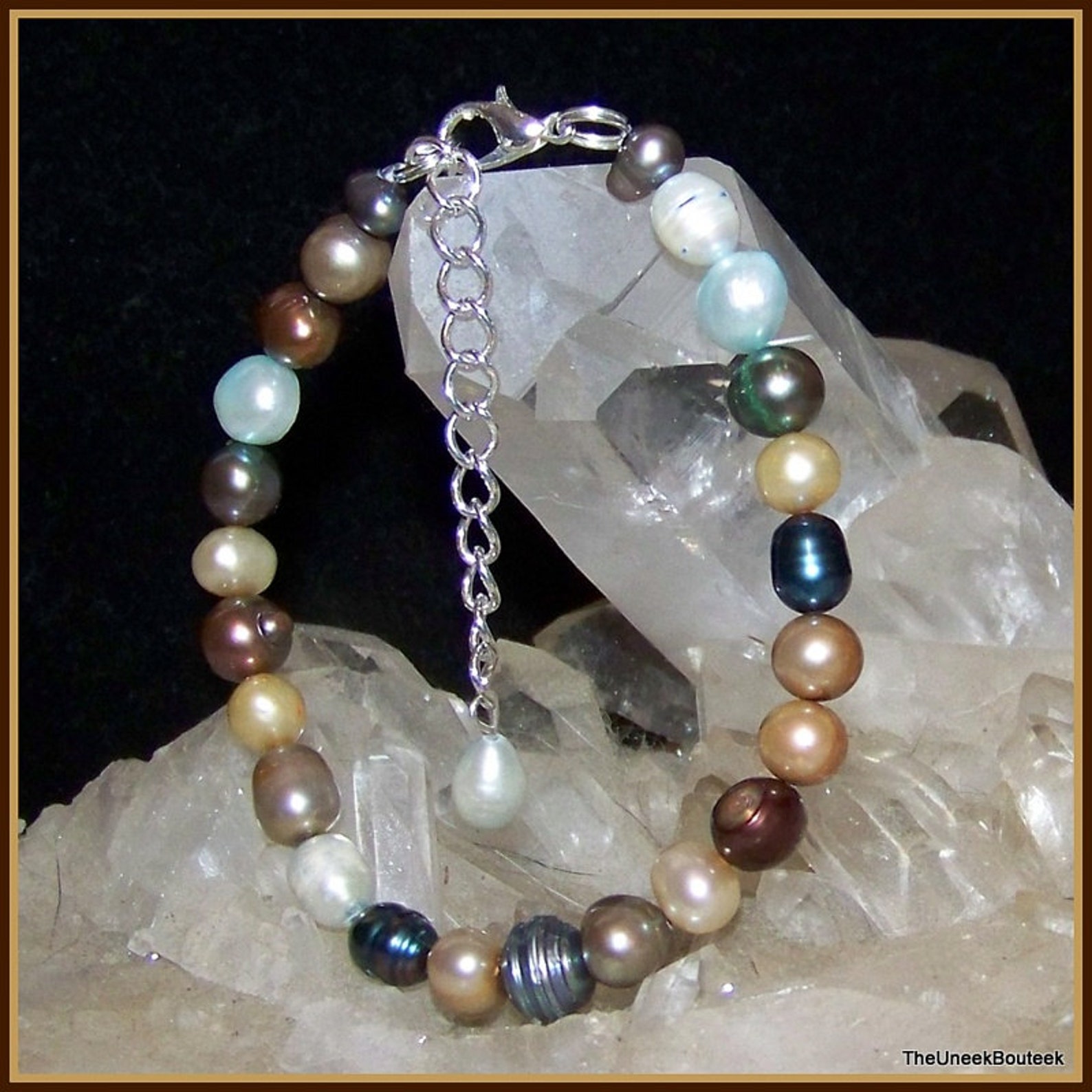 Multi Color Pearl Extendable Bracelet -colorful Freshwater Pearl ...