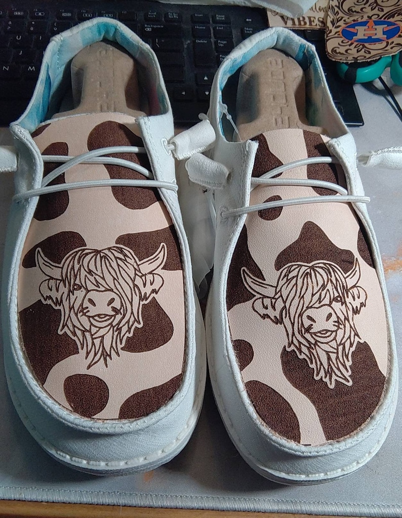 Hey Dudes Engraved Highland Cow Boat Shoes - Etsy
