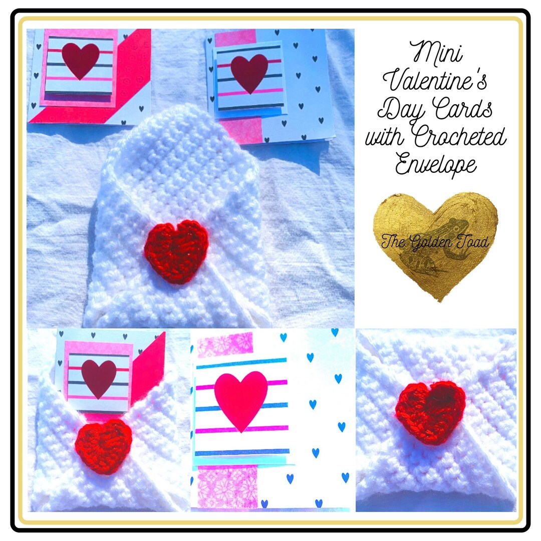 Pocket Valentines Card, Mini Valentine Card, Valentines Card Crochet ...