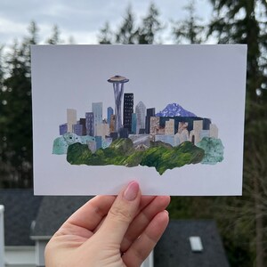Seattle View From Kerry Park, High Quality Art Print, Handmade Paper ...
