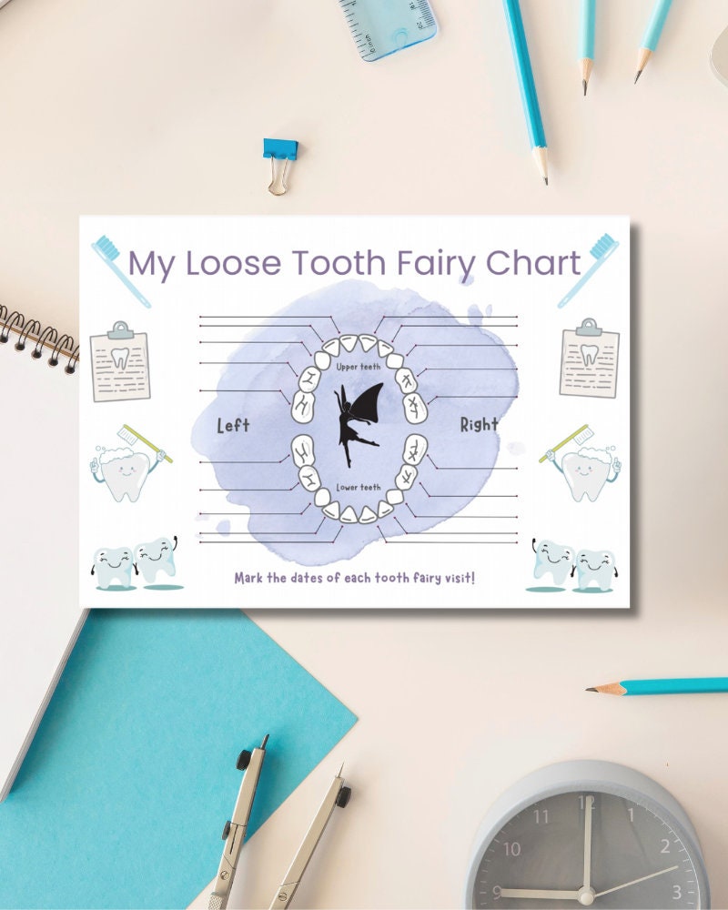 Lost Tooth Chart, Digital File, INSTANT DOWNLOAD- White Background - Etsy
