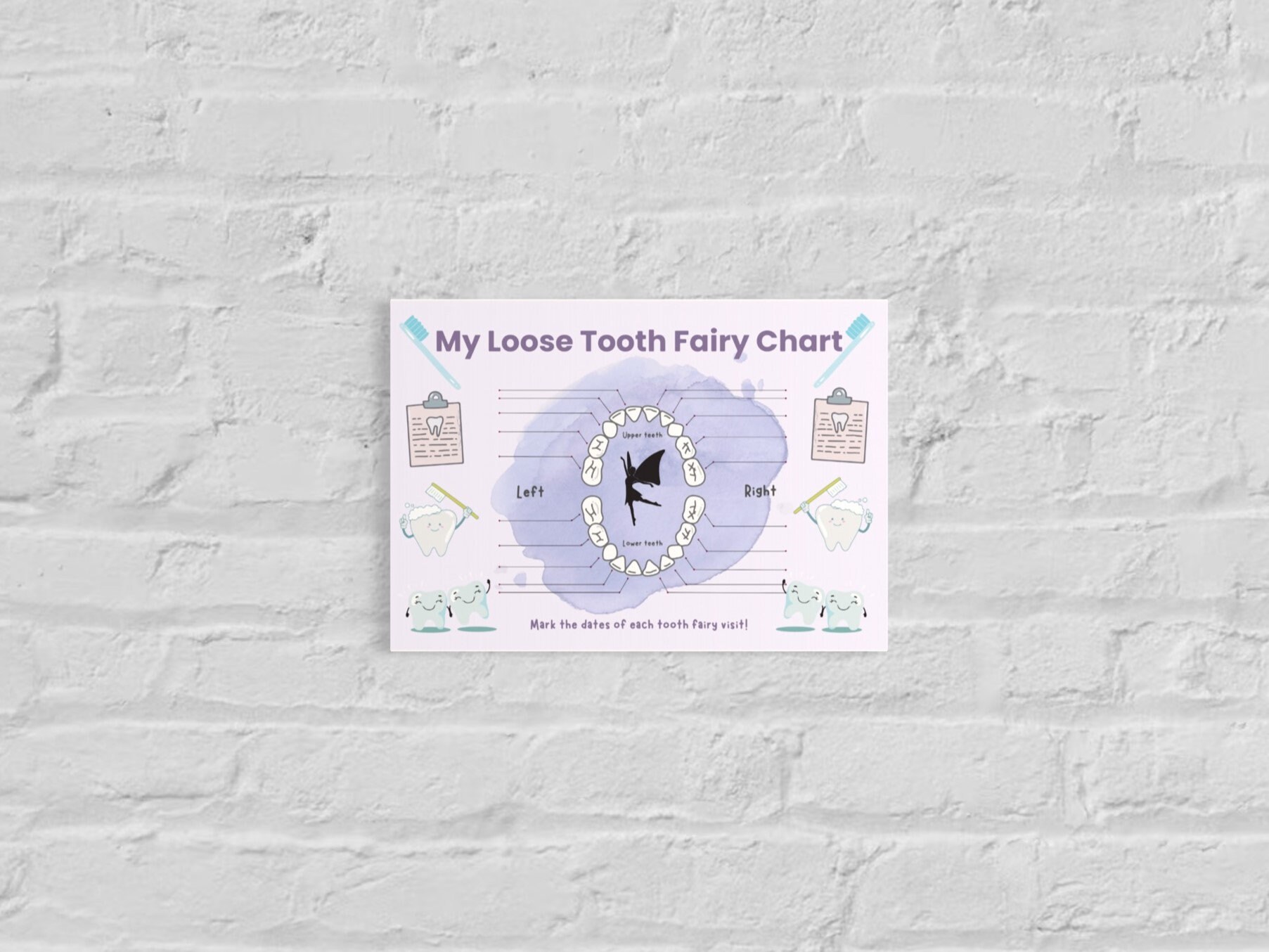 Lost Tooth Chart, Digital File, INSTANT DOWNLOAD- Light Blue Background ...