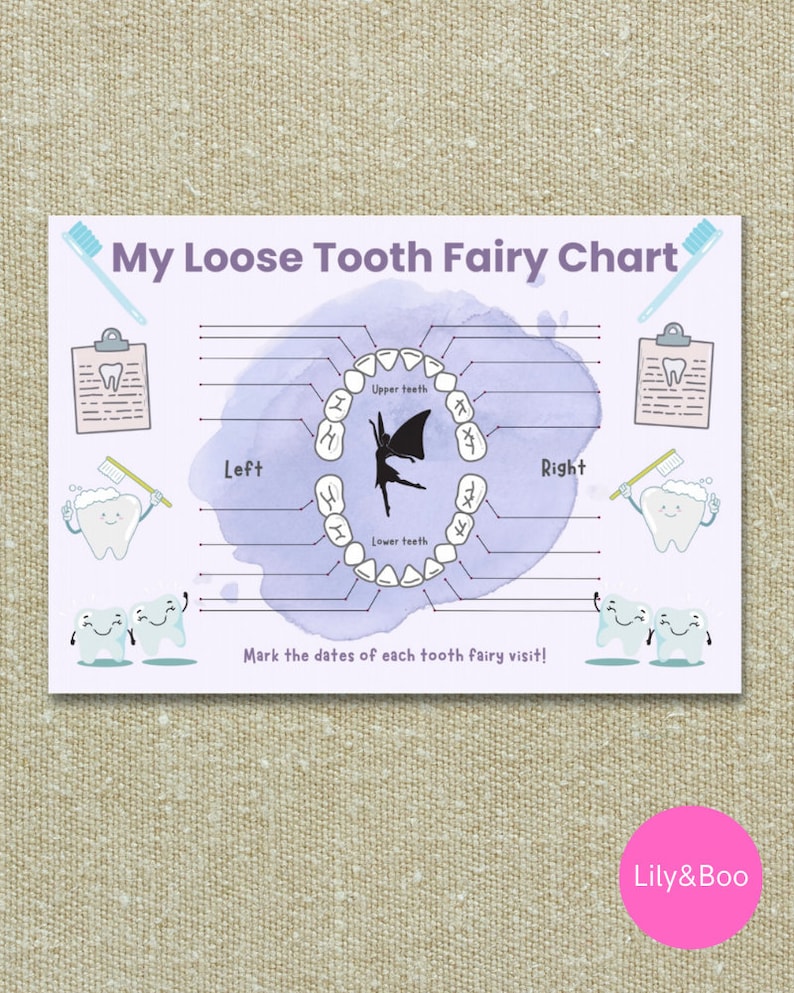 Lost Tooth Chart, Digital File, INSTANT DOWNLOAD- Light Blue Background ...