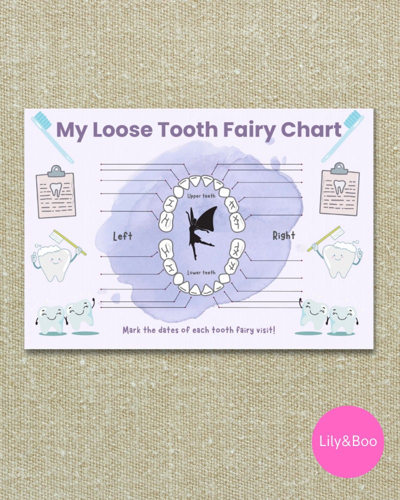 Lost Tooth Chart, Digital File, INSTANT DOWNLOAD- Light Blue Background ...
